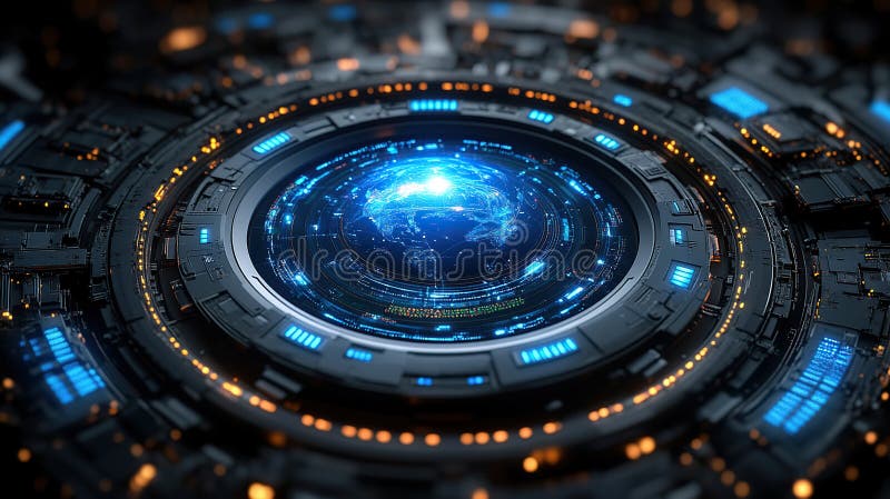 Futuristic Digital Interface Showcasing a Glowing Globe with Intricate ...