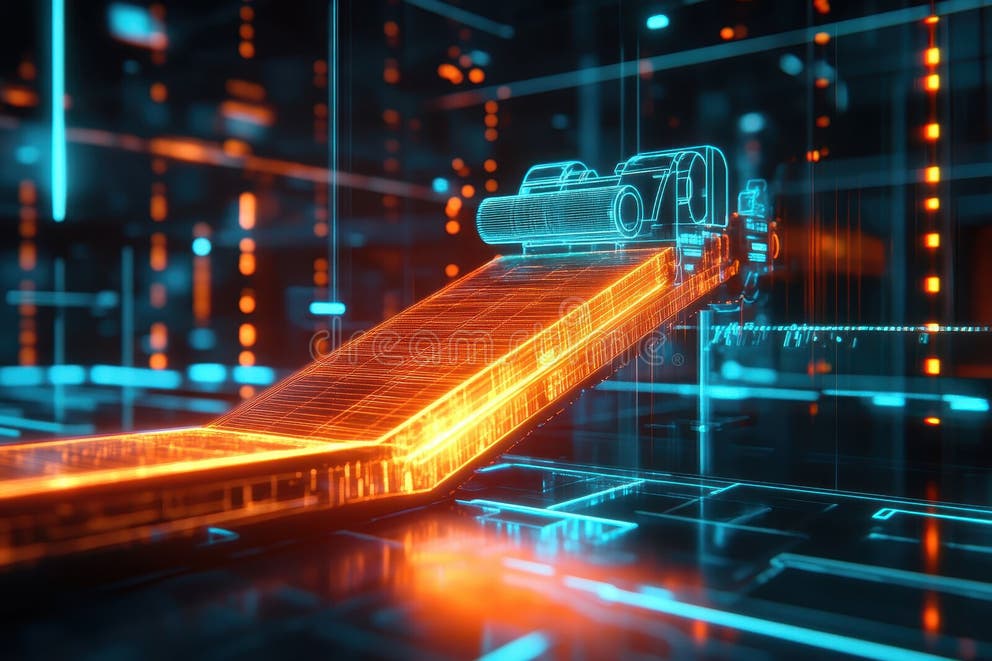 A Futuristic Digital Interface Showcasing a Glowing, Orange Data ...