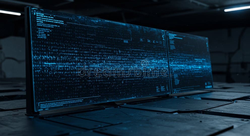 Futuristic Digital Interface Showing Complex Code or Data Streams ...