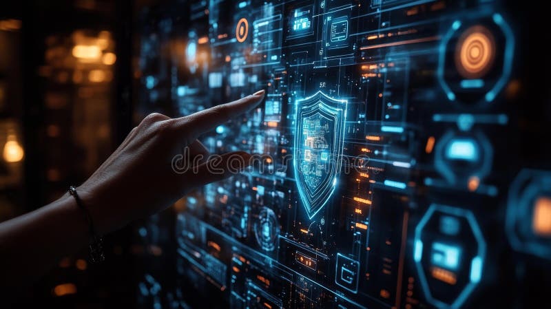Cybersecurity Interface on a Digital Screen Generative AI Stock ...
