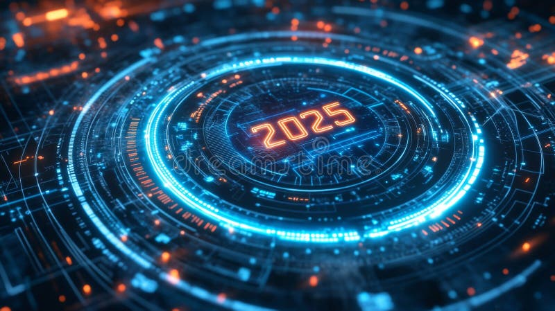 Futuristic Digital Interface Showing Two Thousand Twenty Five Stock ...