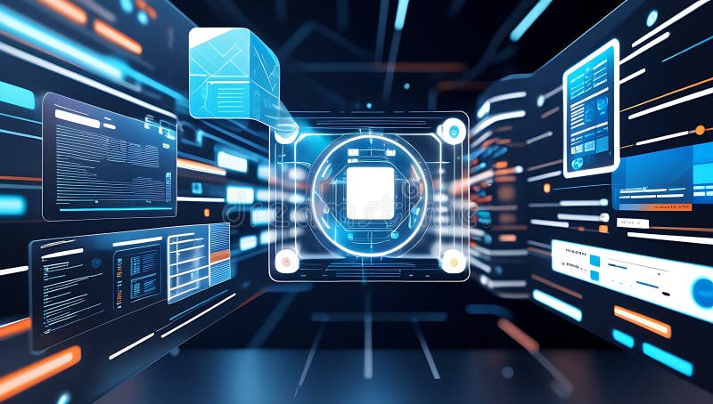 Futuristic Digital Interface Shows Data Processing System Stock ...
