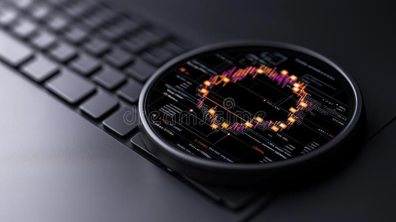 Futuristic Digital Interface on a Sleek Laptop Keyboard Stock ...