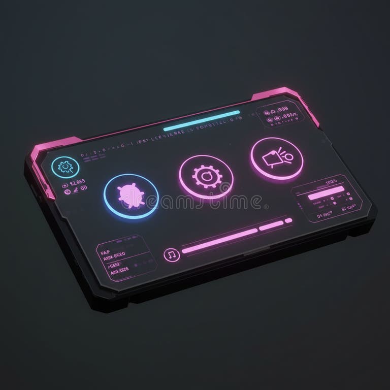 Futuristic Digital Interface with a Sleek, Rectangular Design. Features ...