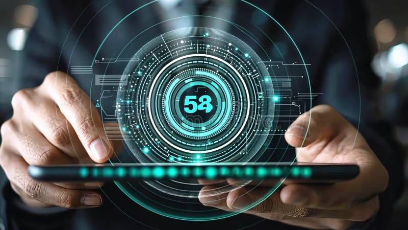 Futuristic Digital Interface Technology and Data Visualization Showcasing Hands on Interaction ...