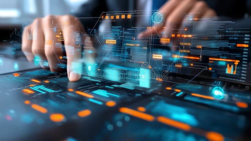 Futuristic Digital Interface Technology Enhances Productivity through Data Analytics and ...