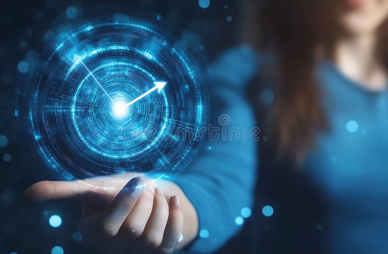 Futuristic Digital Interface of Time Visualization with Glowing ...