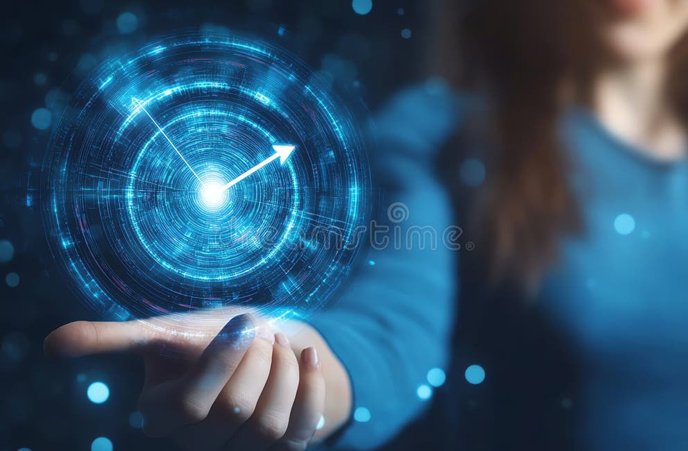 Futuristic Digital Interface of Time Visualization with Glowing ...