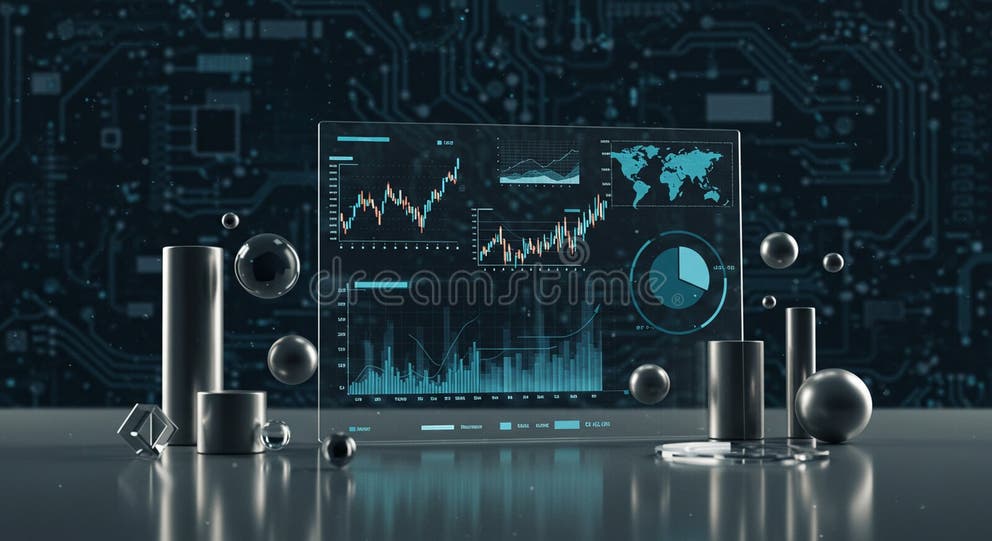 Futuristic Digital Interface with a Translucent Screen Displaying ...