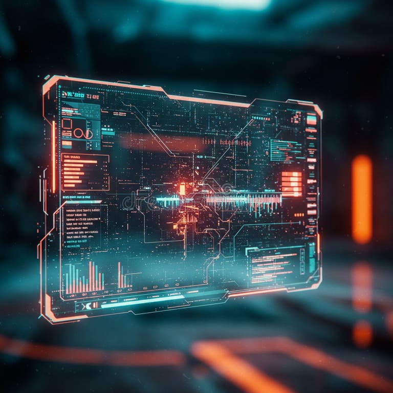 Futuristic Digital Interface with a Transparent Holographic Screen ...