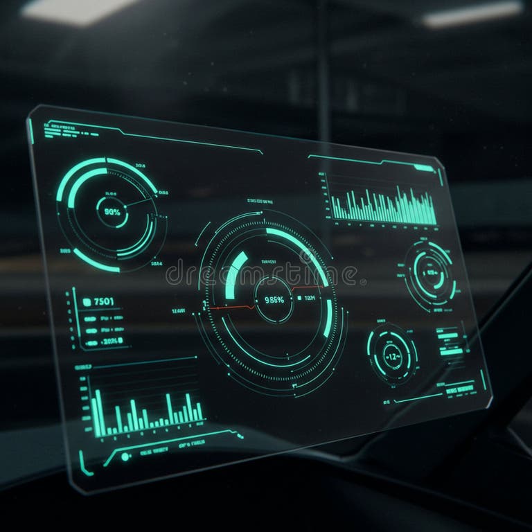 Futuristic Digital Interface with a Transparent Screen Displaying ...