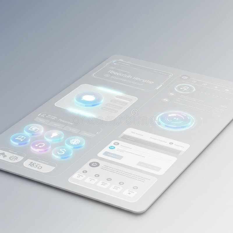 Futuristic Digital Interface on a Transparent Surface, Featuring ...