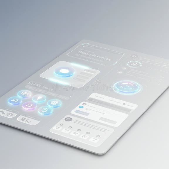 Futuristic Digital Interface on a Transparent Surface, Featuring ...