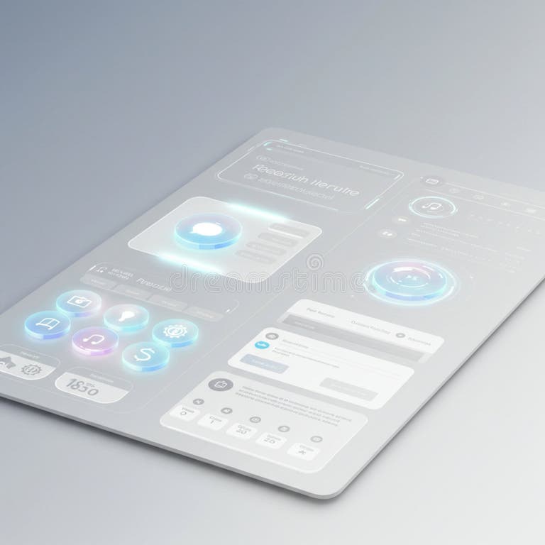 Futuristic Digital Interface on a Transparent Surface, Featuring ...