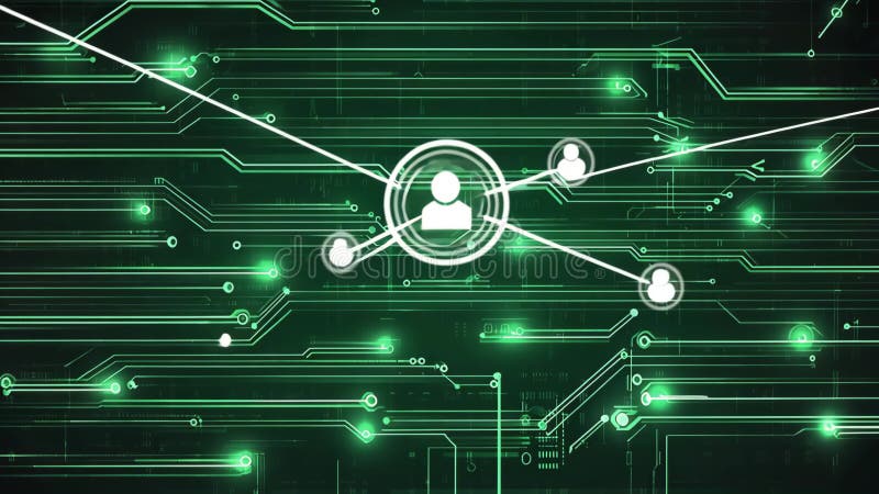 Futuristic Digital Interface with User Icon and Circuit Board Design ...