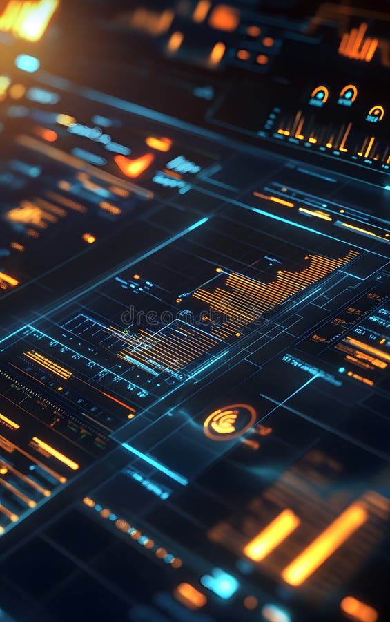 Futuristic Digital Interface with Vibrant Colors and Intricate Designs ...