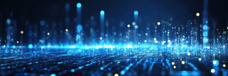 Futuristic Digital Landscape Blue Data Streams Light Particles Stock ...