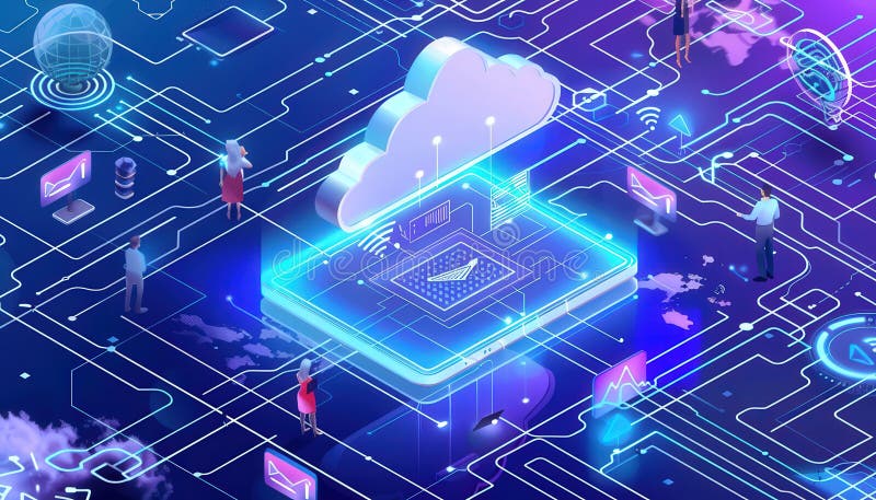 Futuristic Digital Landscape with Cloud Computing and Interconnected ...