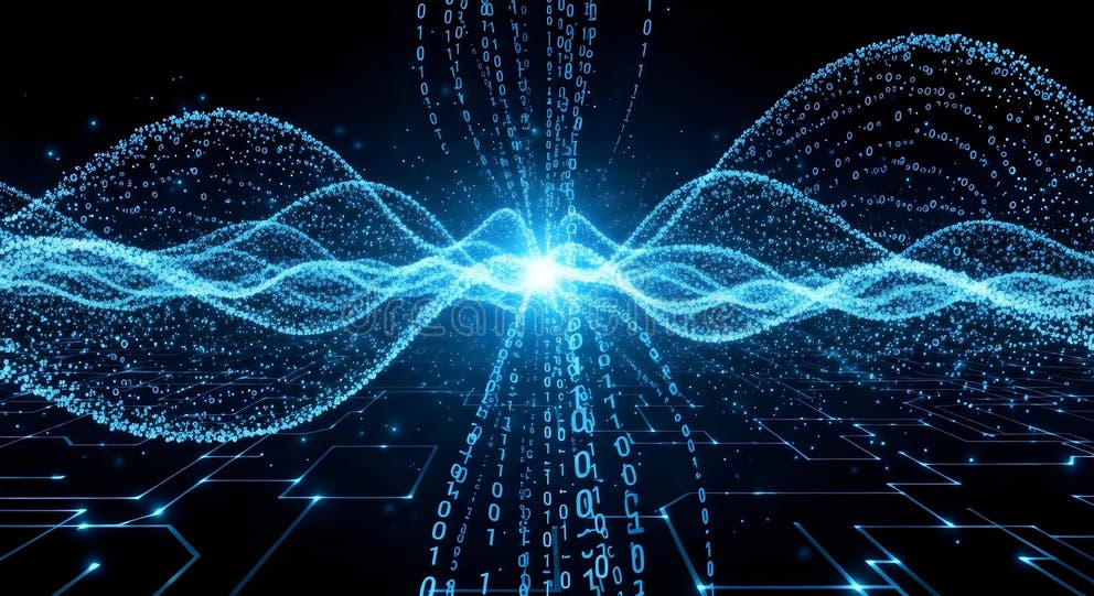 Stunning Digital Data Stream with Binary Code for Modern Tech Company Presentations and ...