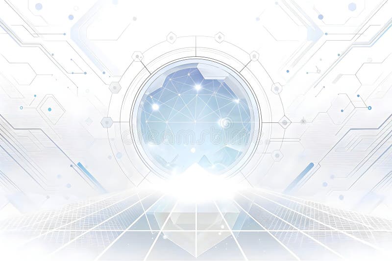 Futuristic Digital Landscape with Geometric Patterns Technology ...