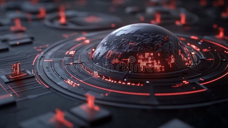 Glowing Red Circuit Cybernetic Centered Chest Stock Photos - Free ...