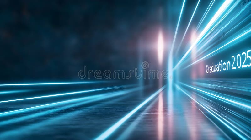 Futuristic Digital Landscape with Glowing Lines and Light Effects ...
