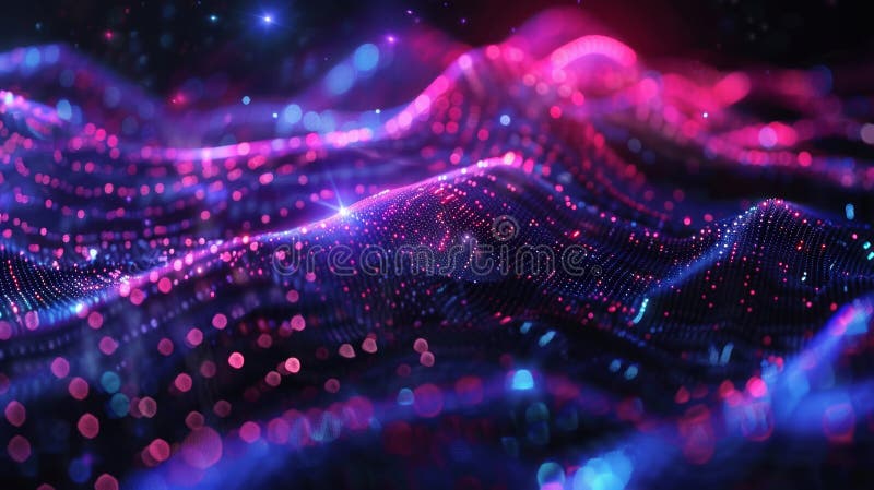 Futuristic Digital Landscape with Glowing Particles - Abstract Tech ...