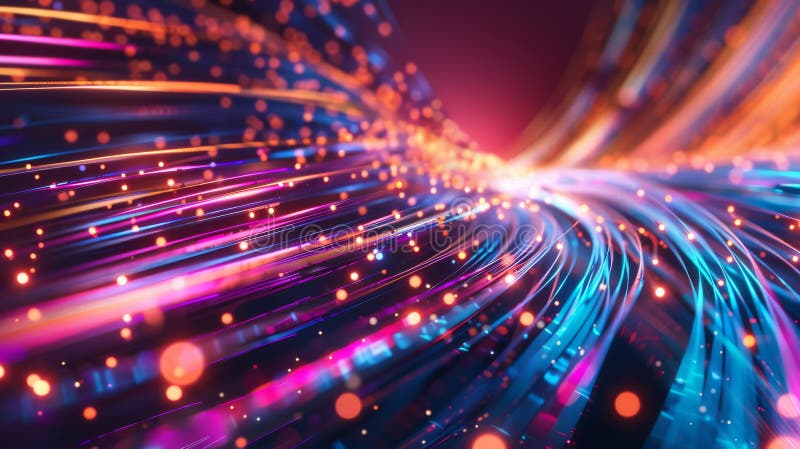 Futuristic Digital Landscape with Illuminated Data Streams and ...