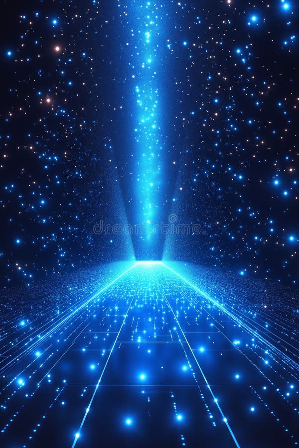 Futuristic Digital Landscape Illuminating the Dark Space with Binary ...