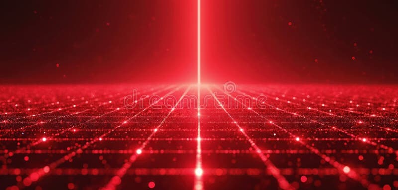 Futuristic Digital Landscape with Red Grid Lines. Abstract Modern Tech ...
