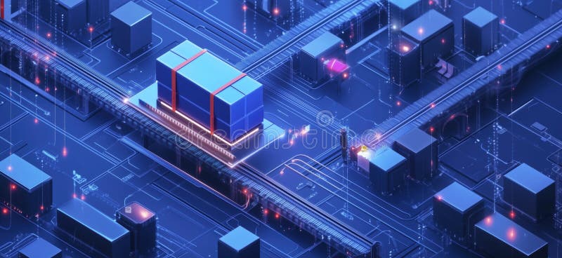 Futuristic Digital Landscape Showcasing Advanced Technology with Blue ...