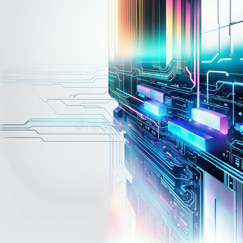 Futuristic Digital Landscape: a Symphony of Circuitry and Light Stock ...