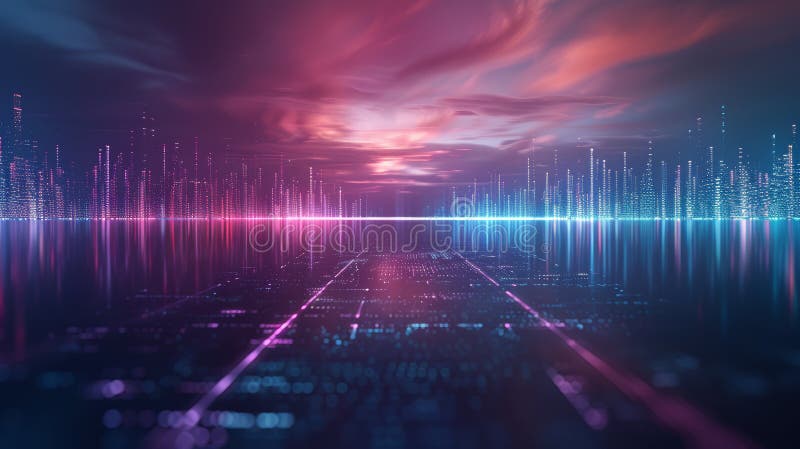 Futuristic Digital Landscape with Vibrant Colors, Depicting a Cyber ...