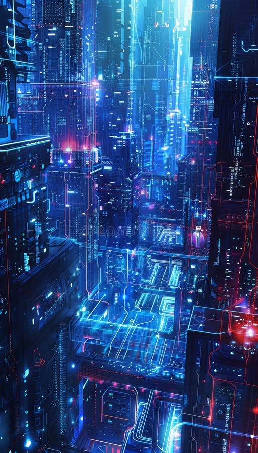 Futuristic Digital Landscape a Vibrant Representation of the Internet ...