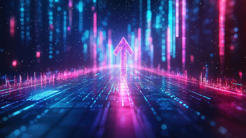 Futuristic Digital Landscape Virtual Reality Graphic Design Bright ...