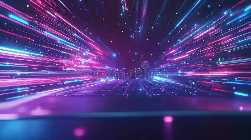 Futuristic Digital Learning Concept with Vibrant Neon Lights and High ...