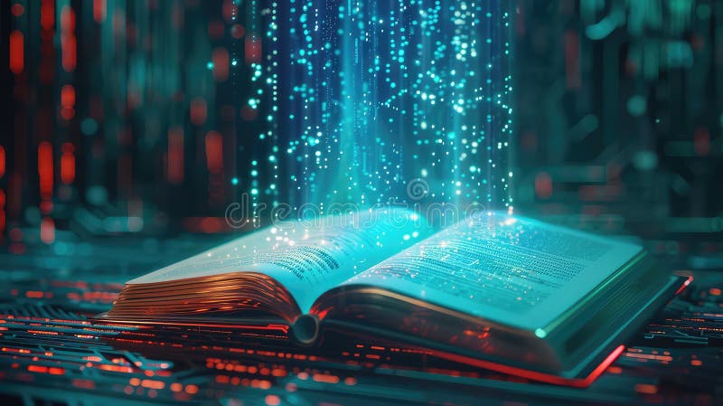 Futuristic Digital Learning: Open Book Illustration in Modern Digital ...