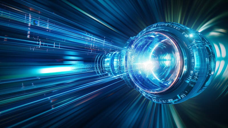 Futuristic Digital Lens with Light Beams Stock Photo - Image of effect ...