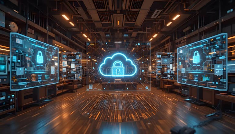 Futuristic Digital Library Environment Featuring Cloud Computing and Data Security Concept Stock ...