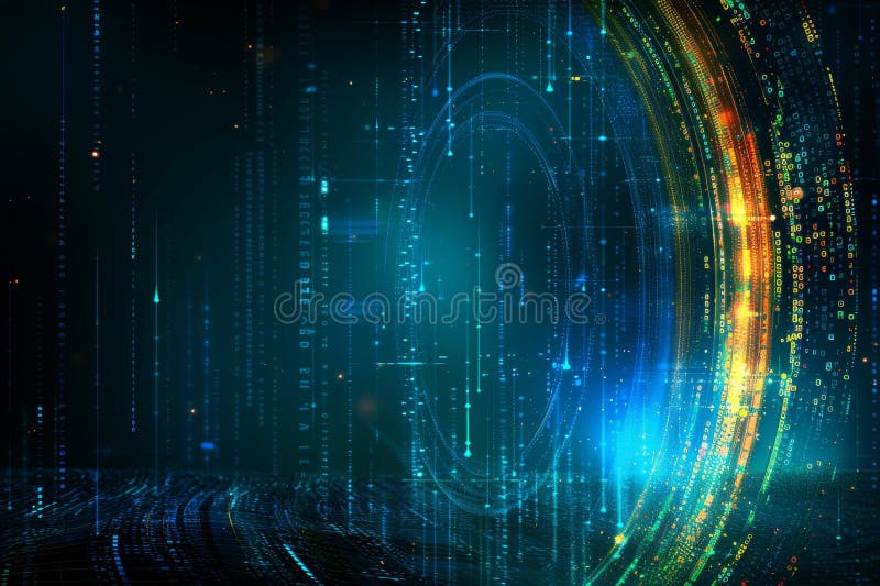 Futuristic Digital Light Tunnel with Neon Blue Accents, Creating a ...