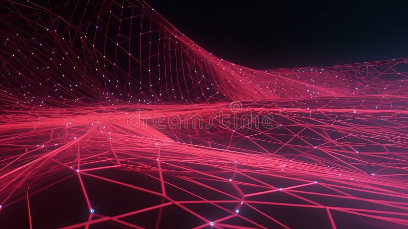 Futuristic Digital Lines Form a High-Tech Mesh. Red and Pink ...