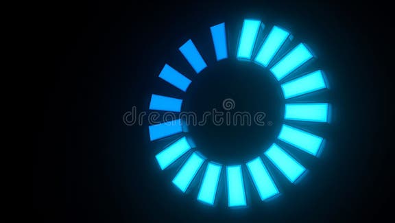 Digital Futuristic Loading Circle Animation with Glowing Blue Segments Stock Illustration ...