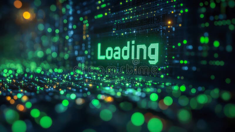 Futuristic Digital Loading Screen with Glowing Green and Blue Light ...