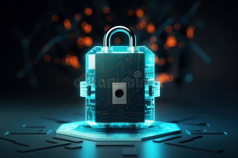 Futuristic Digital Lock on Circuit Board Stock Image - Image of ...
