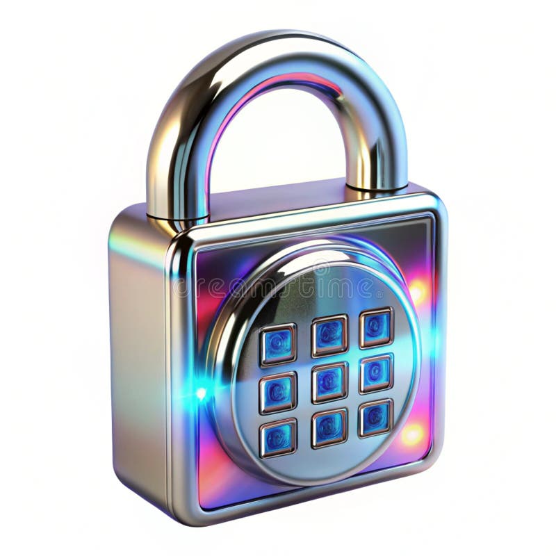 Futuristic Digital Lock with Holographic Keypad Stock Photo - Image of ...