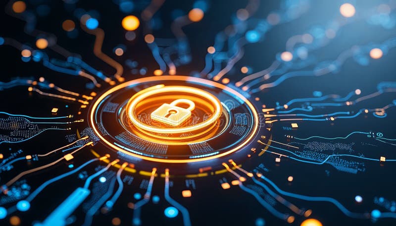 Futuristic Digital Lock Interface with Bright Neon Colors ...