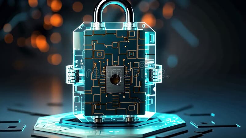 Futuristic Digital Lock with Neon Highlights Stock Footage - Video of ...