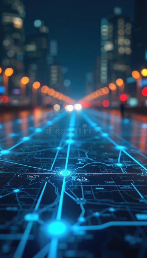 Futuristic Digital Map Displays Tech Integration in Gps, Delivery ...