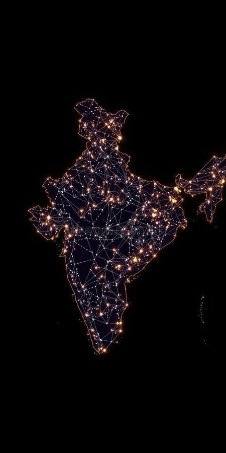 India Digital Map Futuristic Technology and Network Infrastructure with ...