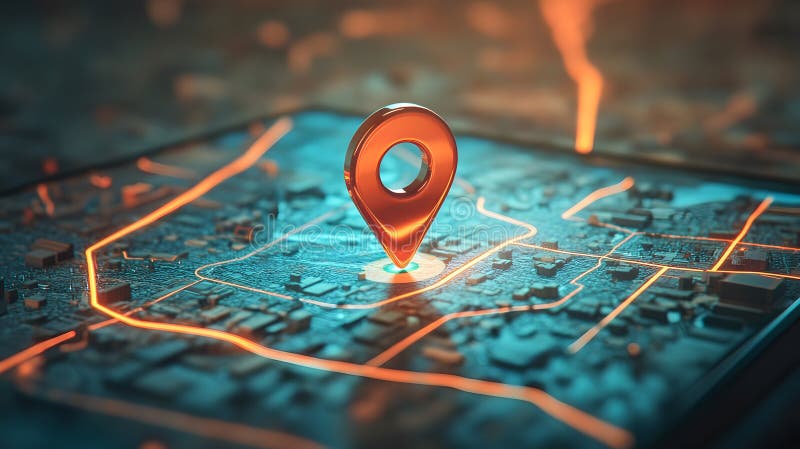 Futuristic Digital Map with Location Pin Ai Generated Stock ...